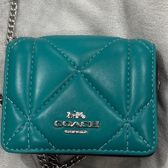 Coach | Bags | New Coach Teal Mini Wallet On A Chain With Puffy Diamond ...